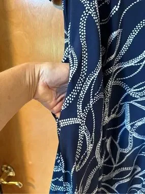Susan Graver | Dresses | Susan Graver Navy Blue Midi Dress With White ...